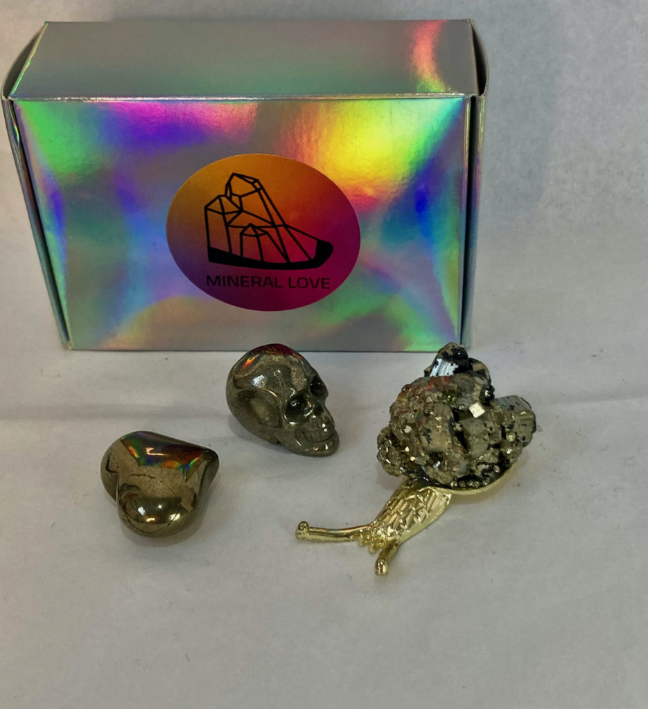 Pyrite Gift Box Snail heart skull – Mineral Love